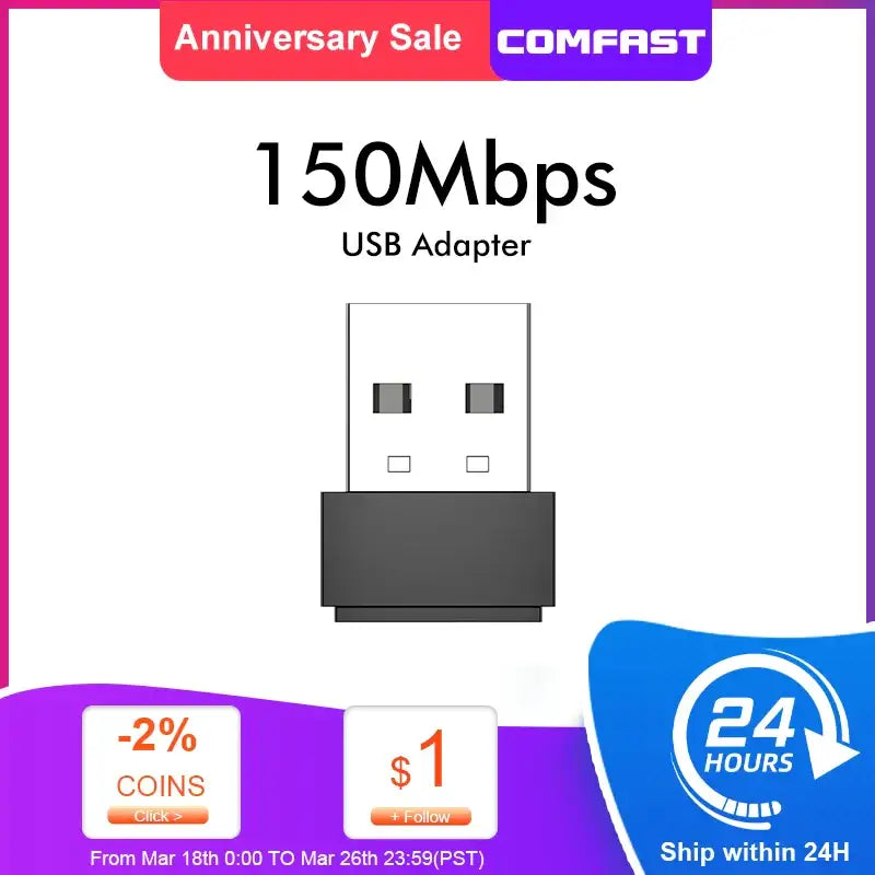 Comfast 150Mbps USB WiFi Adapter for 2.4G Wireless